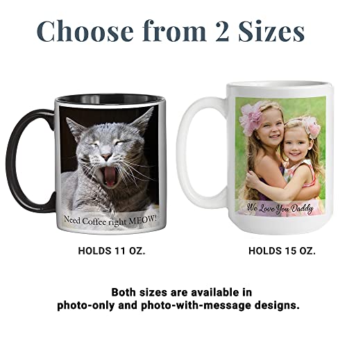 Let's Make Memories Personalized Photo Mug with Message - 11oz - Black Handle - For Father's Day/For Dad