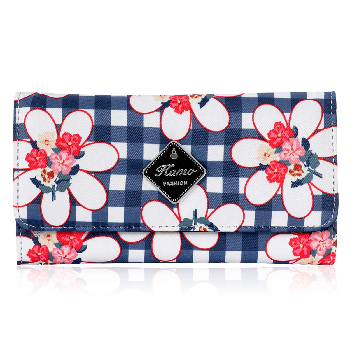Kamo Women’s Printed Slim Long Wallet Purse Card Holder Organizer Envelope Wallets for women with 12 Card Slots