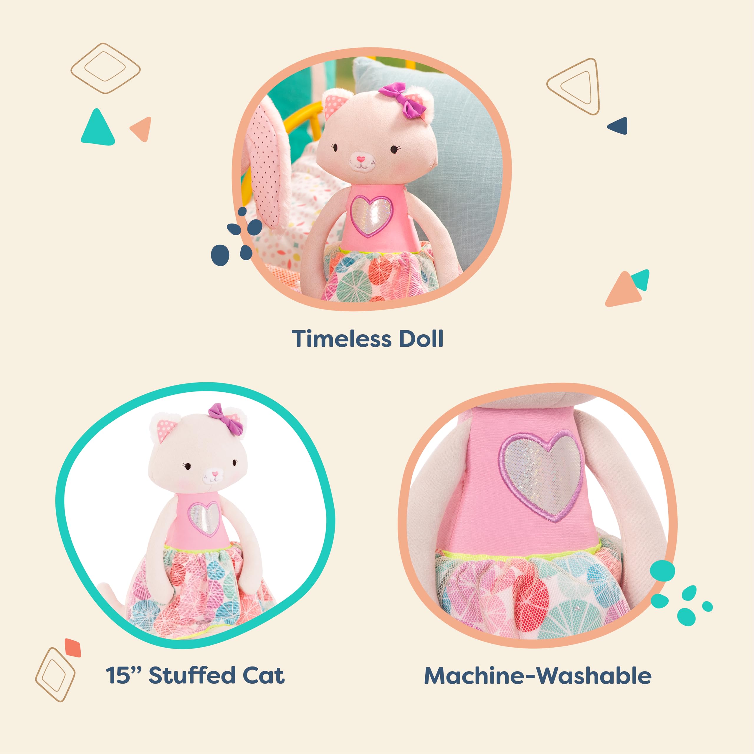 B. toys- B. sofities- 15" Plush Cat- Soft & Cuddly Plush Cat Doll – Stuffed Plush Animal Toy - Washable – Tippy Toes – Cali Cat –18 Months +