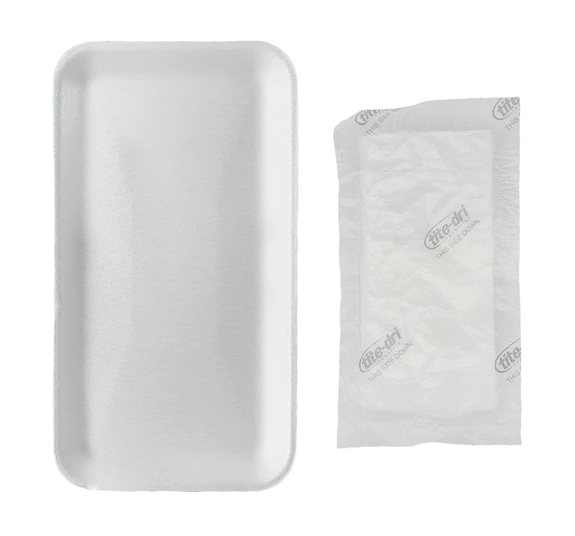 Bits N Things White Foam Trays with Absorbent Pads, Disposable Standard Supermarket Meat Poultry Frozen Food Trays - Pack of 20