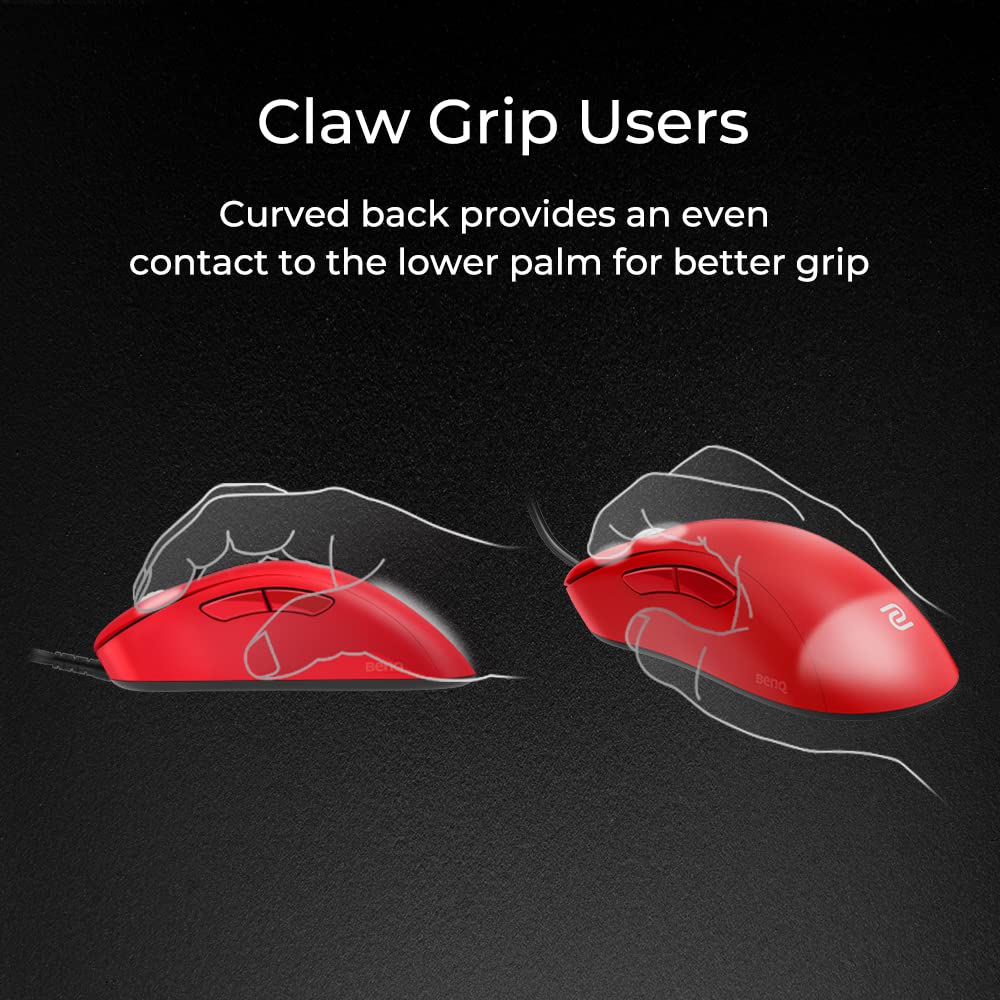 BenQ Zowie EC1 Special Edition V2 RED Ergonomic Gaming Mouse for Esports |Regular Weight| Paracord Cable & 16-Step Scroll| Driverless | Matte Coating | Large Size
