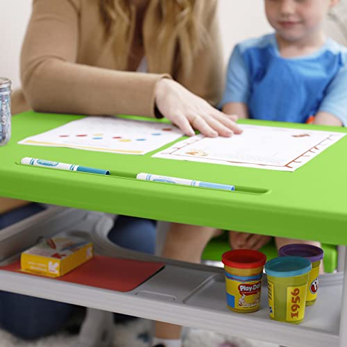 ECR4Kids Toddler Plus Desk and Chair, Kids Furniture, Grassy Green/Light Grey