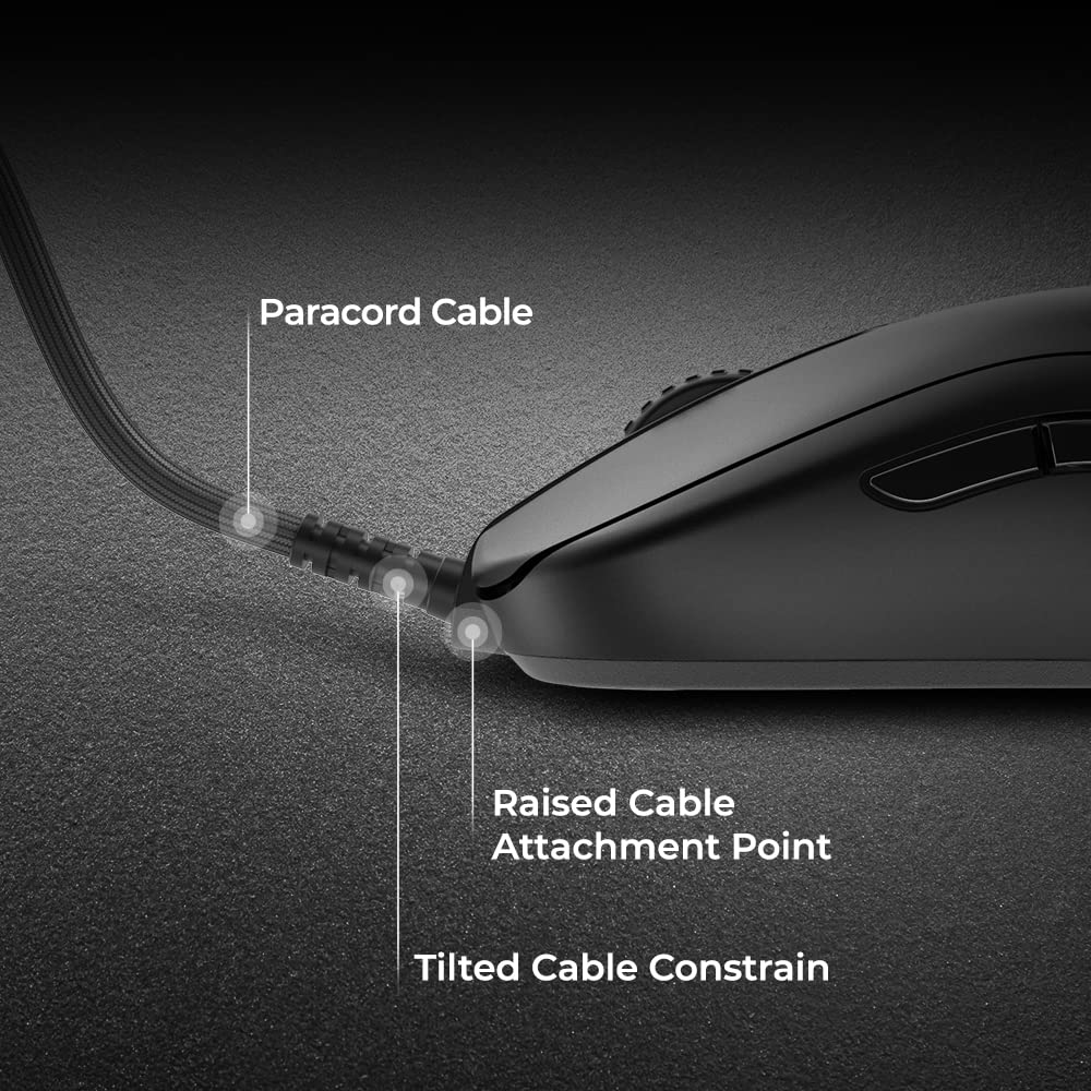 BenQ Zowie FK2-C Symmetrical Gaming Mouse | Professional Esports Performance | Driverless | Paracord Cable | Revisioned C-Features | Matte Black | Medium Size
