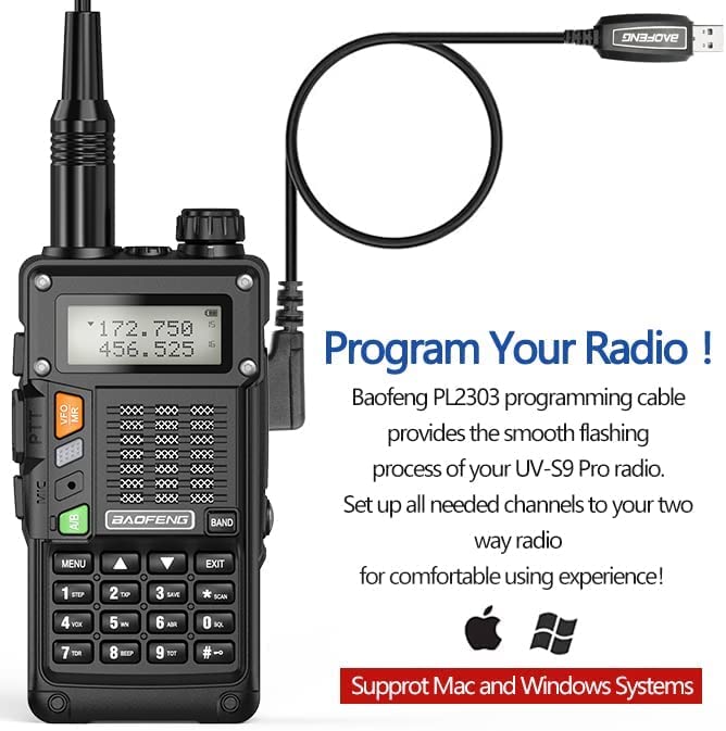 Baofeng UV-S9 Pro 8W Ham Radio Handheld Walkie Talkies Two Way Radio with Rechargeable Battery Long Range Portable Baofeng Radio with Complete Set