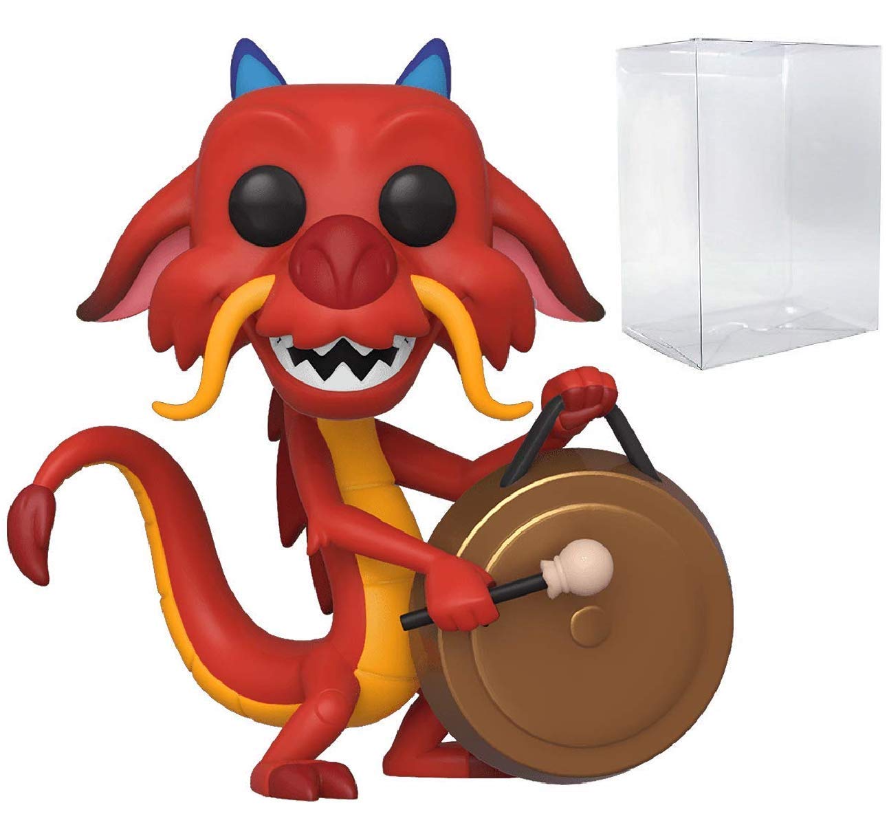 POP Disney: Mulan - Mushu with Gong Funko Pop! Vinyl Figure (Bundled with Compatible Pop Box Protector Case), Multicolored, 3.75 inches