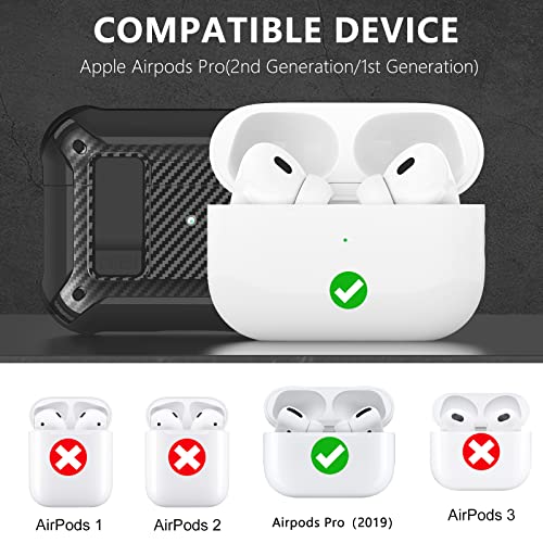 for AirPods Pro 2nd/1st Generation Case Cover with Cleaner kit &3 Pairs Replacement Ear Tips with Noise Reduction Hole(S/M/L),with Secure Lock Protective for Apple AirPods Pro 2022/2019 Charging Case