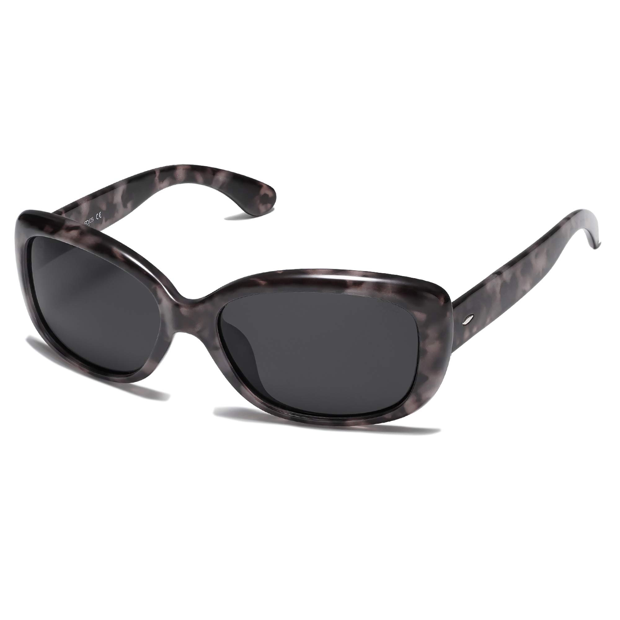 SOJOS Vintage Square Sunglasses for Women Polarized UV Protection Havana Frame SJ2111 with Black Tortoise Frame/Grey Lens