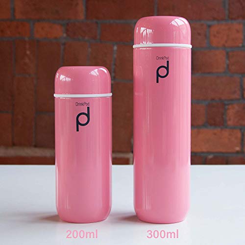 Grunwerg HCF-200P Vacuum Insulated Drinkpod Capsule Flask, Stainless Steel, Pink, 200ml