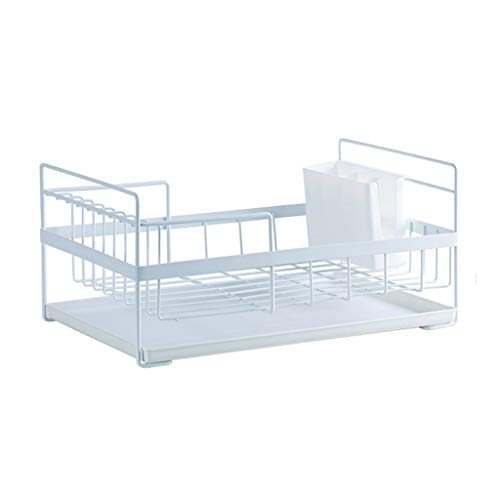 MKYOKO Dish Drainer Rack Metal Dish Rack is Used to Store Tableware Fruits and Vegetables, and The Drain Rack on The Counter Sink (Black White) Kitchen Dish Drainers Holder (Color : Black) (White