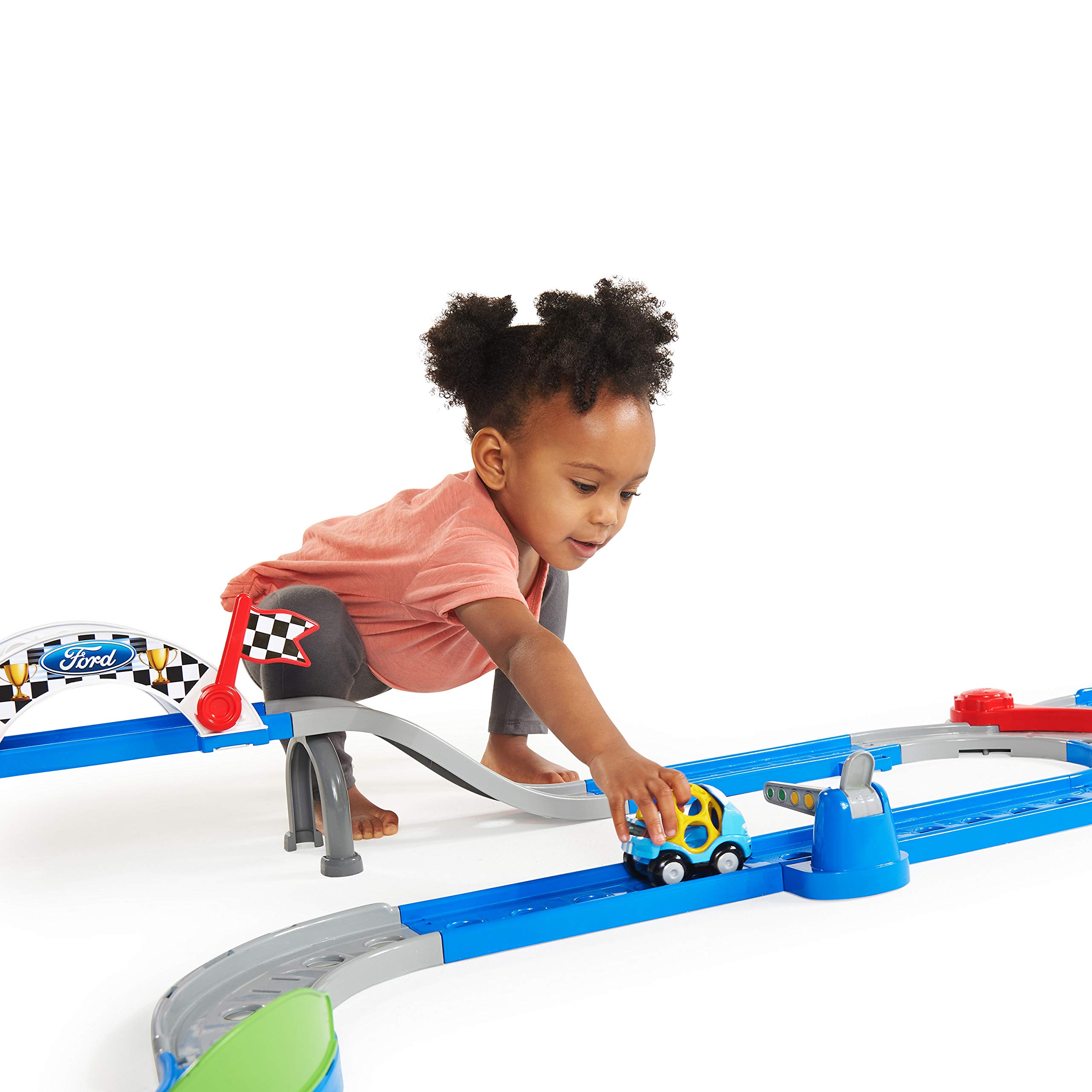 Bright Starts Ford Full Speed Raceway Go Grippers Playset Toddler Toy, 12 Months +