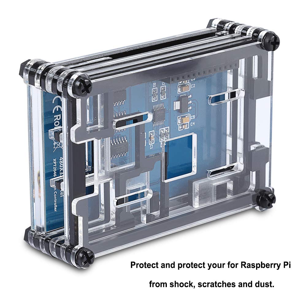Bewinner 3.5 Inch TFT LCD Resistive Touch Screen Display for Raspberry Pi All Versions, 320 x 480 Resolution,and with a Acrylic Case Specially Design for Raspberry Pi 3B+