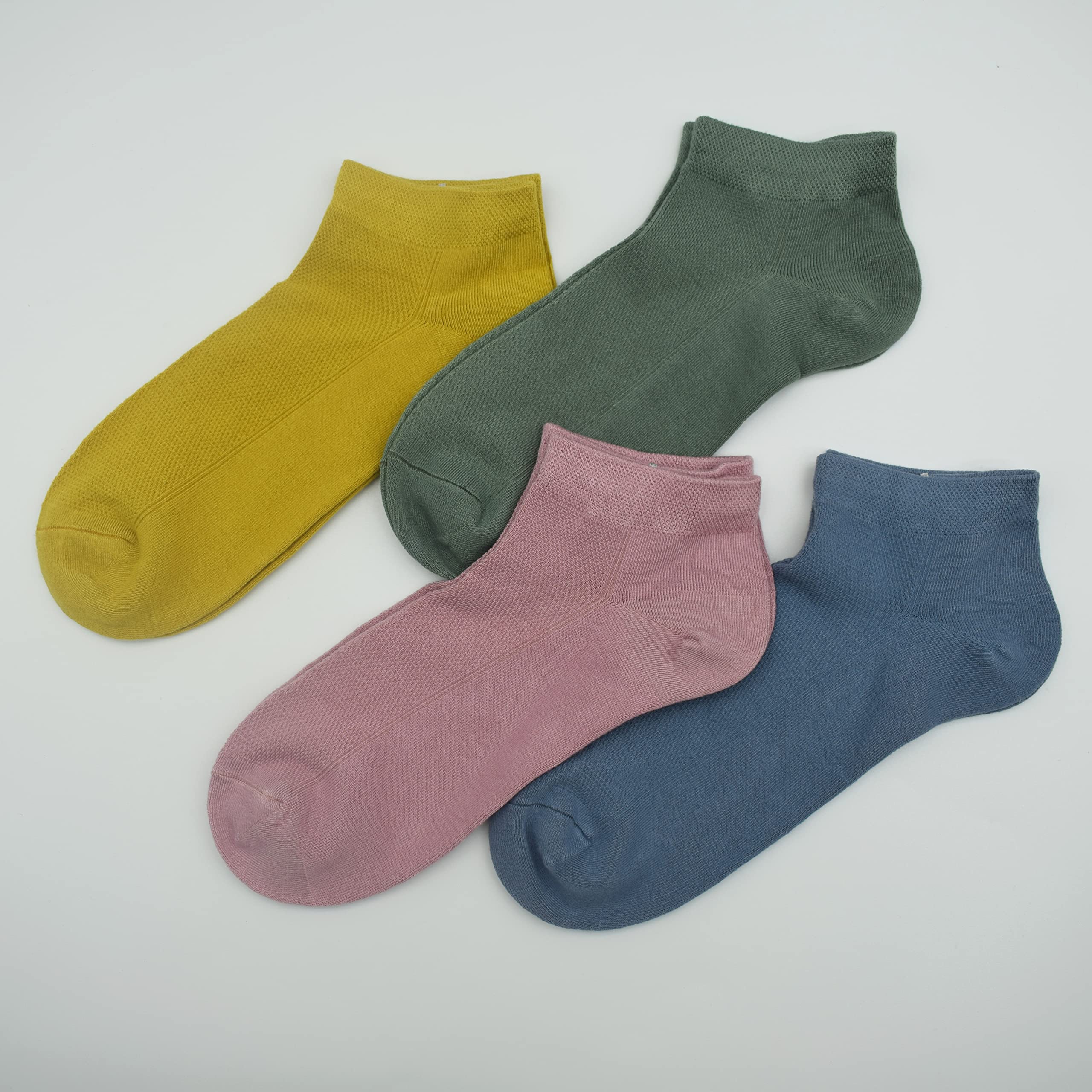 BAMSOFT Super Soft Viscose Bamboo Women's Sock, Mesh Thin Breathable Cool Running Ankle Socks 4 Pairs (Pastel, Large)