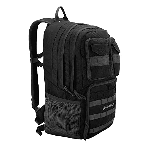 Eddie Bauer Cargo Backpack 30L Access Computer Sleeve and Dual Mesh Side Pockets, Black