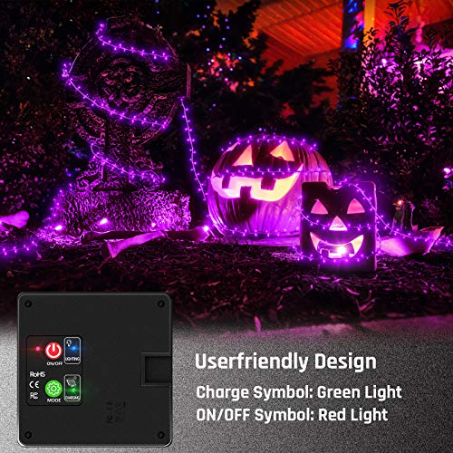 Solar String Lights Outdoor Waterproof 8 Modes 200 LED 72ft Solar Fairy Lights Outdoor for Patio Garden Fence Path Holiday Party Halloween St. Patrick's Day Christmas Decorations (Purple-2 Pack)