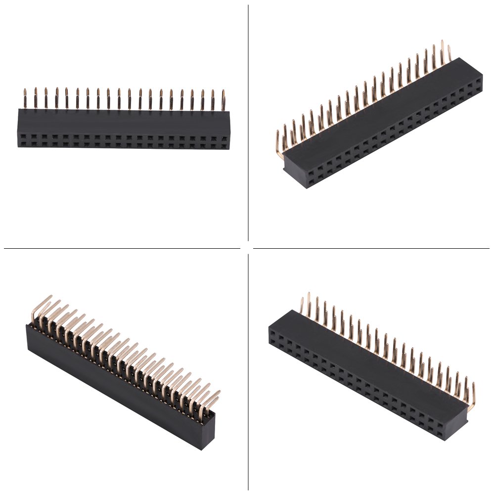 Bewinner 3pcs 2 x 20 Pins 2.54mm Pitch Female Pin Header - Stable Electric Current and Transmit Performance - Right Angle Pin Headers for Raspberry Pi/PCB Board