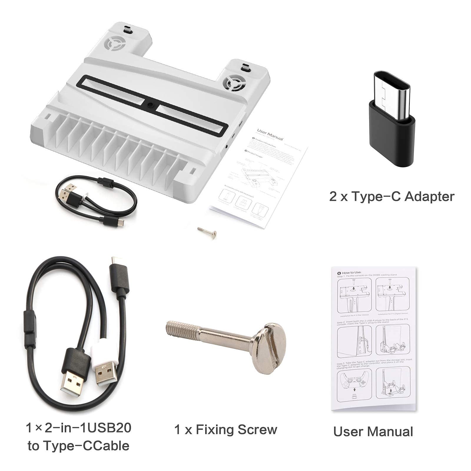 PlayStation 5 Accessories Kit, PS5 Stand with Cooling Fans and Controller Charger, PS5 Headset Holder