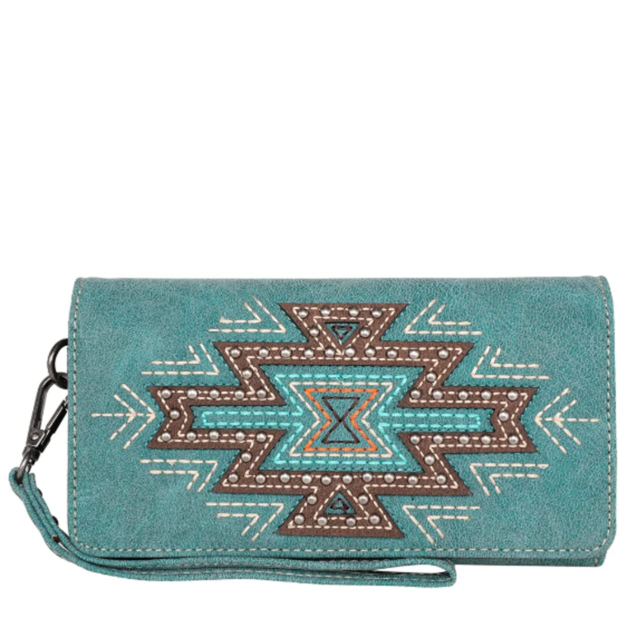 Montana West Womens Wallet Clutch Wallets Credit Card Coin Bill Try Fold Accordion (Purple Rhinestone Concho)