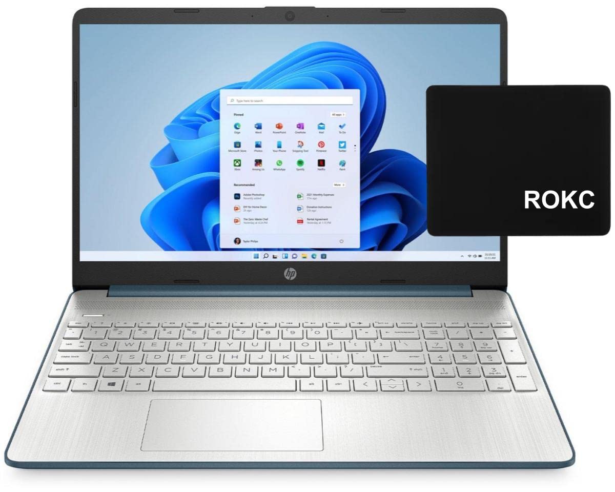 HP 2022 15 Laptop, AMD Ryzen 5 5500U(Beat i7-1065G7) 16GB RAM 512GB SSD, Webcam, 15.6 FHD Display, HDMI, Wi-Fi, Premium Lightweight Thin Design, Blue, Windows 11| Accessories Bundle