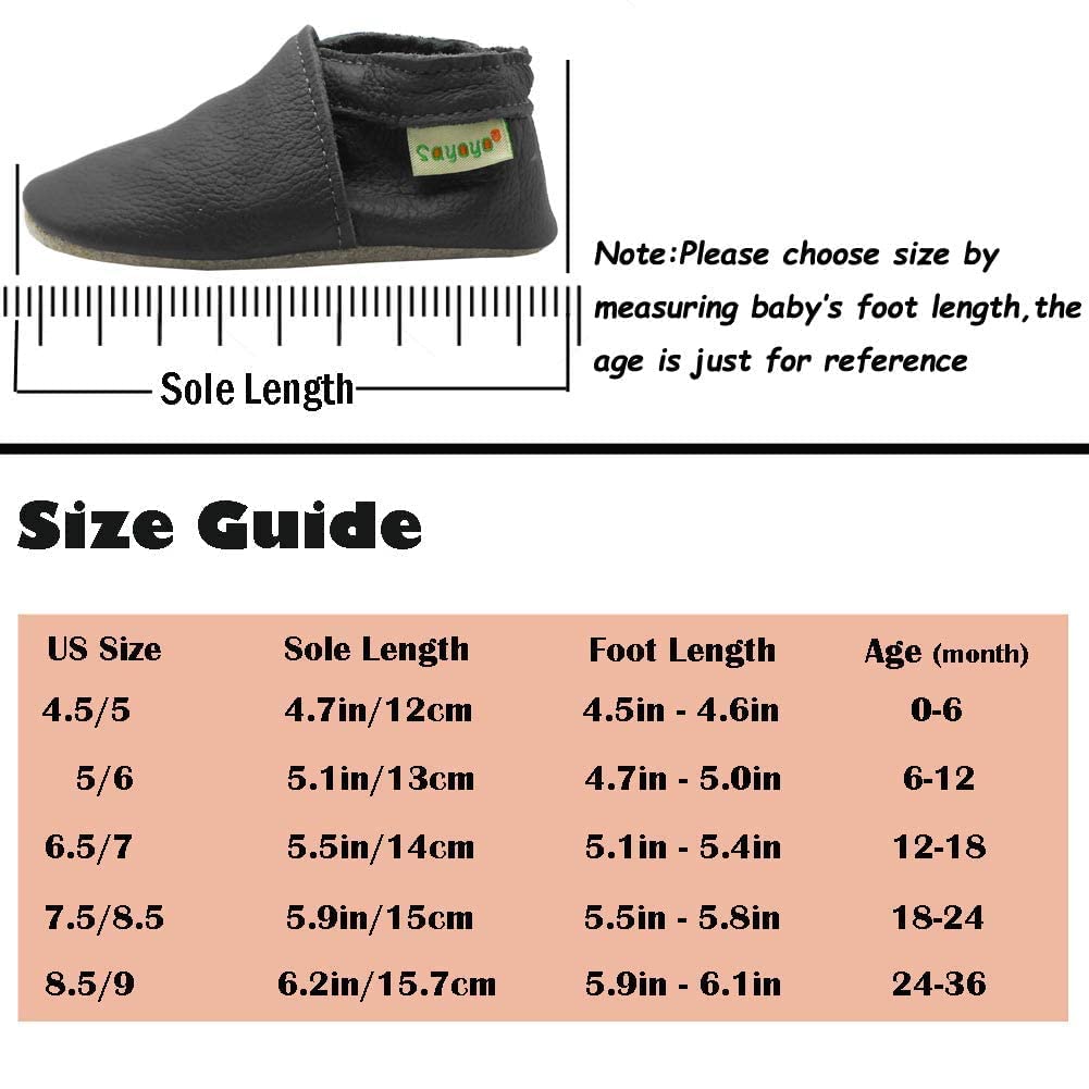 SAYOYO Baby Skull Soft Sole Black Leather Infant and Toddler Shoes 0-6months