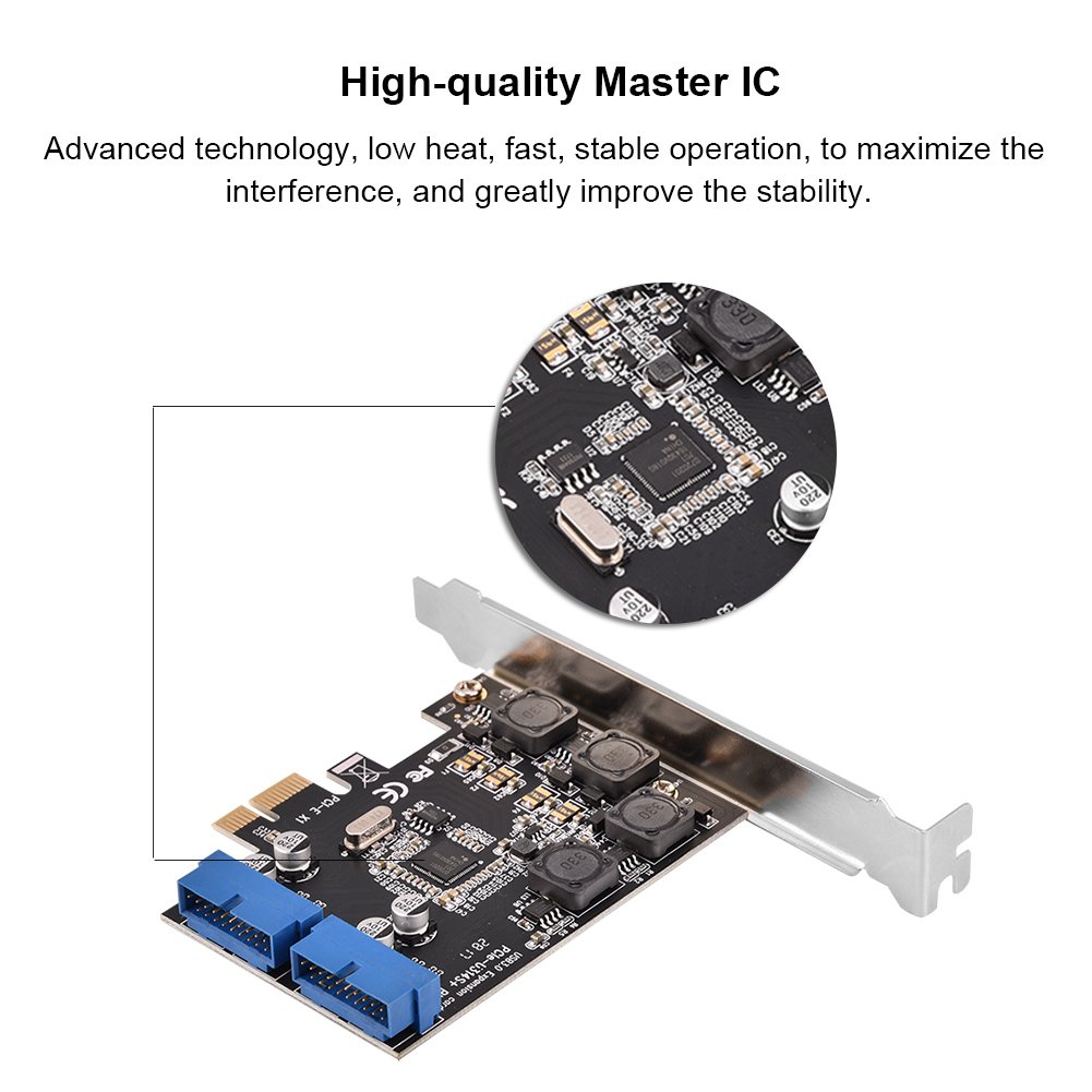 Bewinner Mini PCI-E, PCI Express Extender to Internal 2 Port 19Pin Header Fast 5Gbps PCI-Express USB 3.0 Card Adapter with Low Profile for winXP, win7 win8 win8.1 win10
