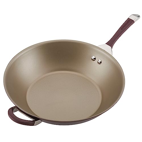Circulon Symmetry Hard Anodized Nonstick Wok / Stir Fry Pan with Helper Handle - 14 Inch, Red
