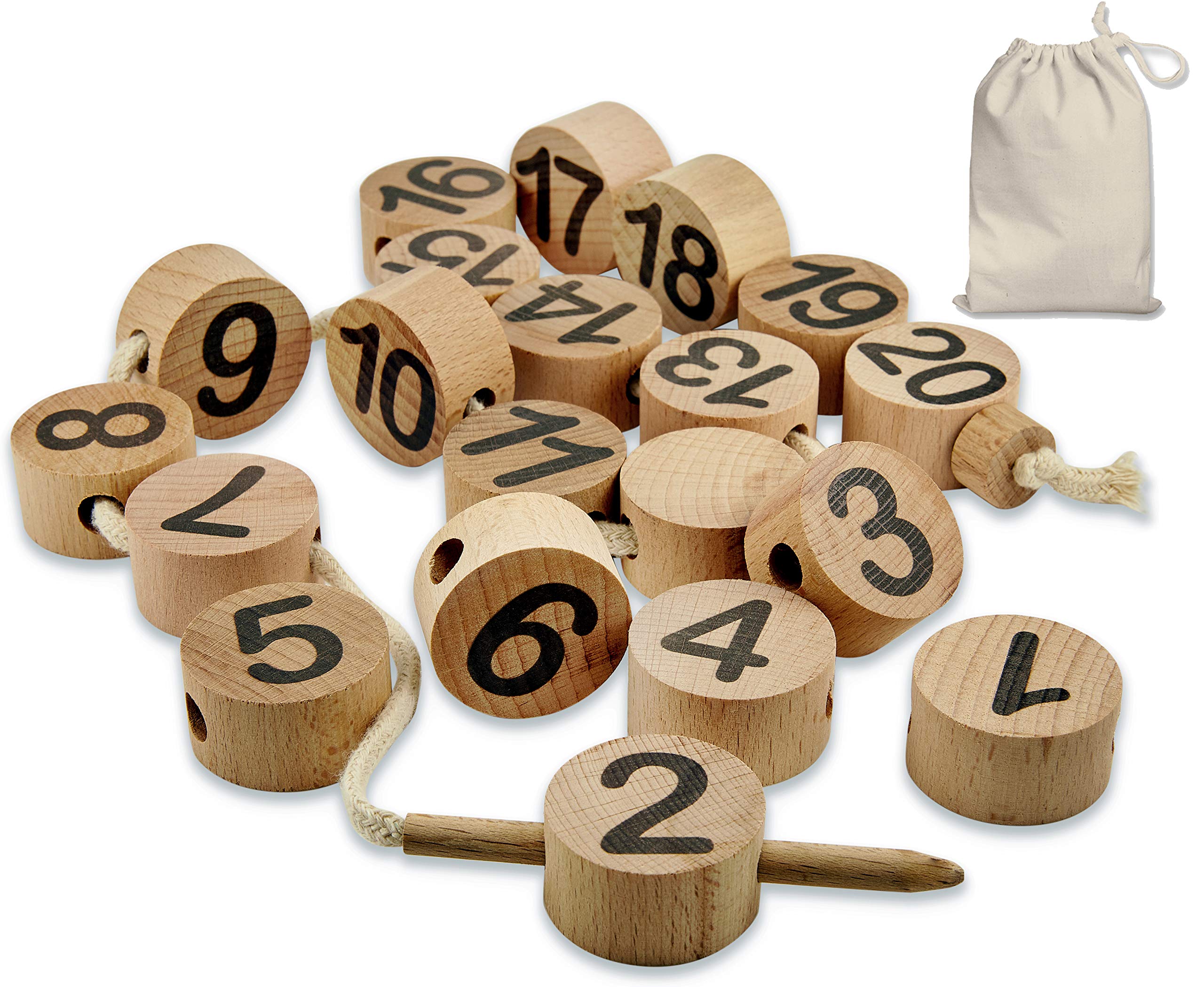 Montessori Toys for Toddlers Lacing Beads with Numbers - Developmental and Fine Motor Skills Toy