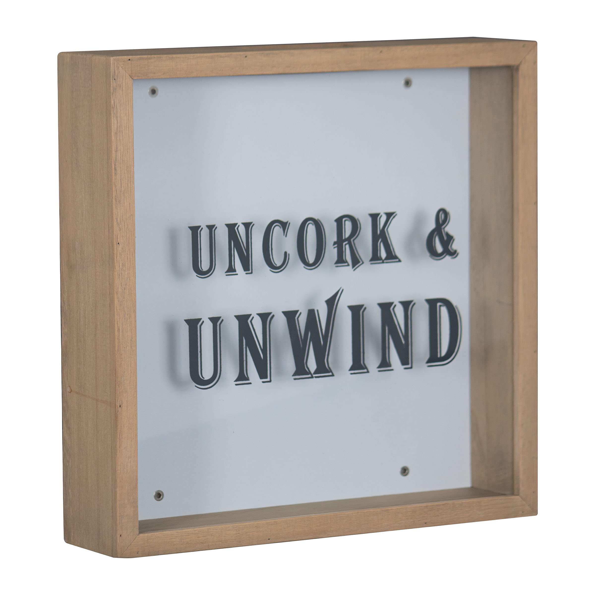 Foreside Home & Garden Uncork & Unwind Wooden Cork Holder Shadow Box, Brown