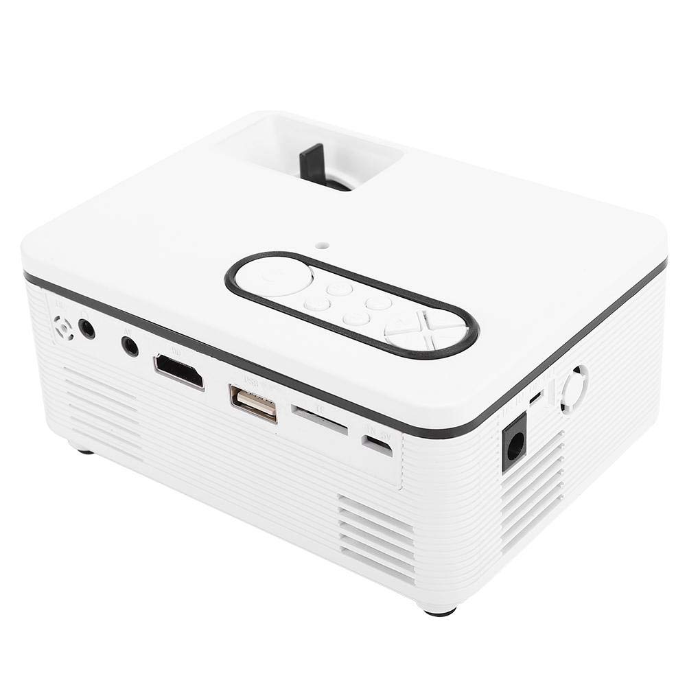 Bewinner1 Mini Video Projector,1080P Multimedia Home Cinema Theater HD LED Movie Projector with 1000: 1 Contrast for Desktop/DVD/Mobile Phone/Game Console/Speaker(White)