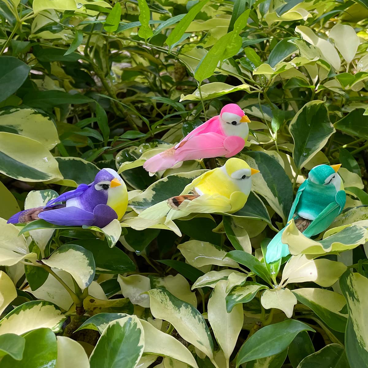 LWINGFLYER 12pcs Clip on Artificial Simulation Foam Feather Birds 3.5in Mini Love Birds for Craft Home Ornaments Garden Wedding Decoration Embellishing (Clip)
