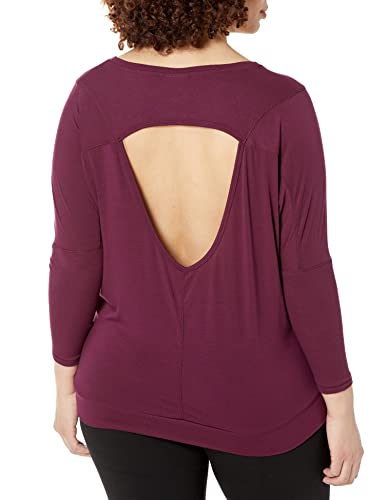 C9 Champion womens Long Sleeve Open Back Top Yoga Shirt, Dark Berry Purple, Large US