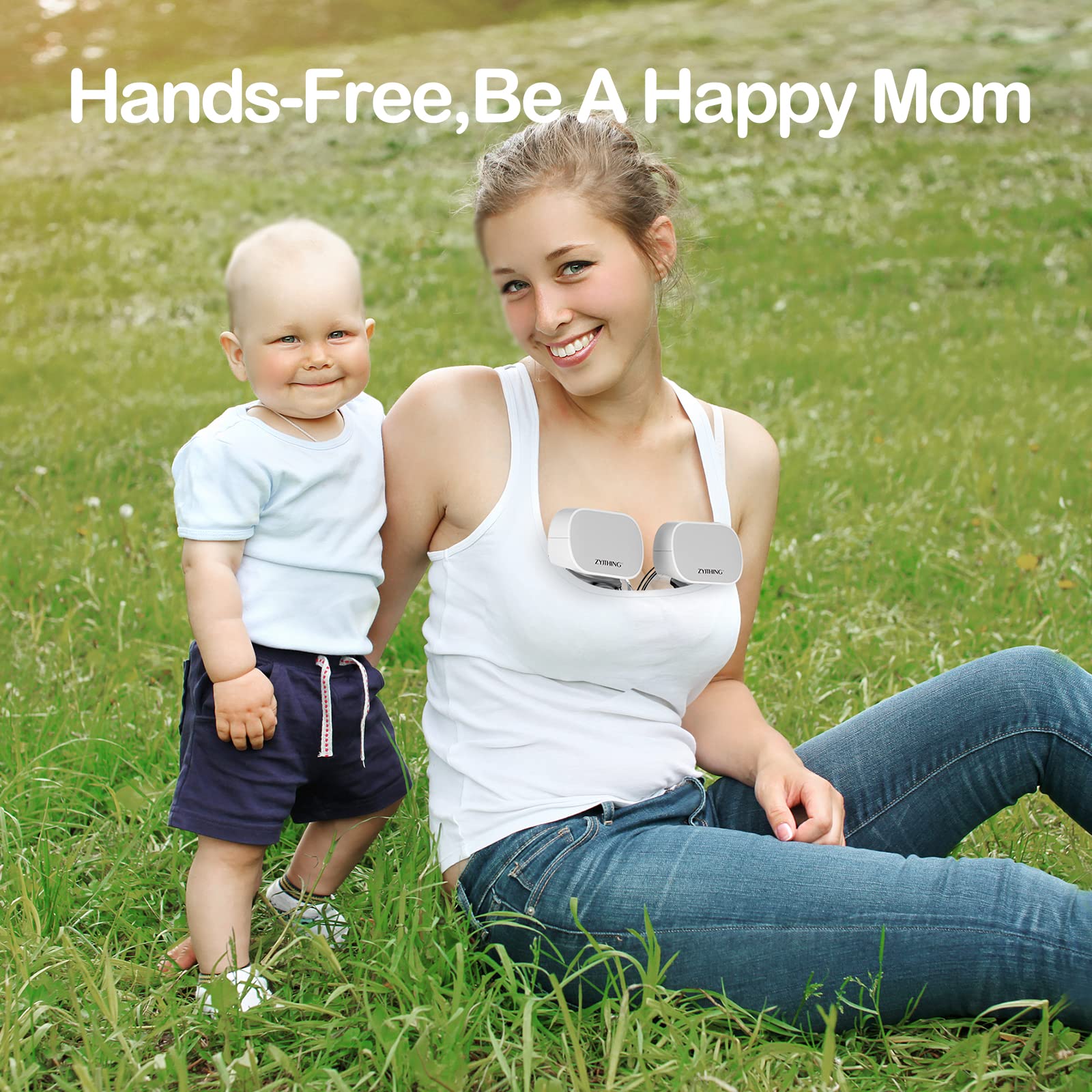 Breast Pump,Wearable Breast Pump,Breast Pump Hands Free,Hands Free Breast Pump,Low Noise,Painless Massage and Breast Suction 2Modes,5Levels Electric Breast Pump Portable,24mm Flange