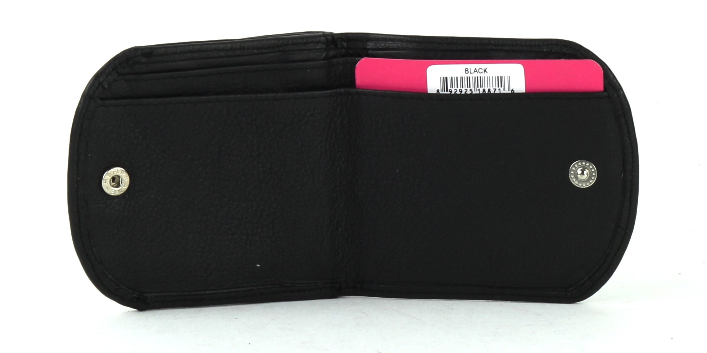 Leather Impressions Taxi Wallet - Soft Leather, Compact & Snap Pocket on Front, Folding Wallet, Small ID Cards & Coins Holder, Pouch for Men & Women, Coin Case (Leather, Black)