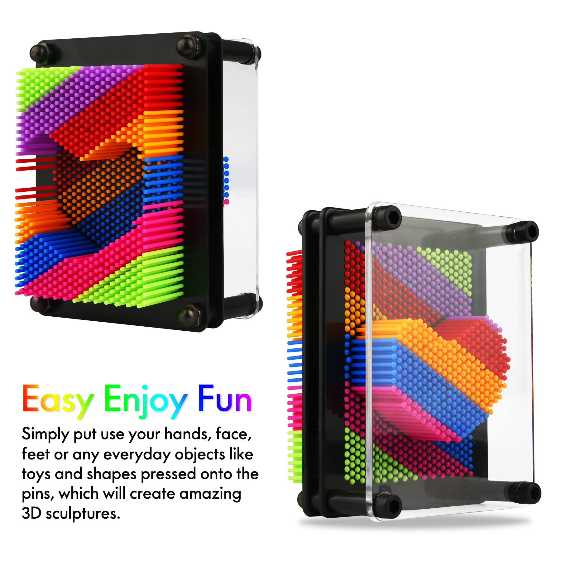 LXS 3D Pin Art Board Toy, Colourful Plasic Board Size(3.75 x 5 inches), Classic Pin Impression Art Toys Sculpture for Children Kids
