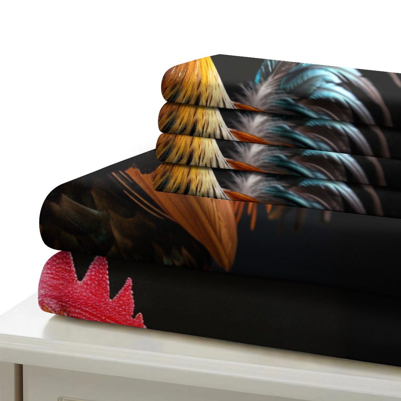 ERGTT Big Rooster 3D Print Birds Comforter Covers for Boys Girls Quilt Cover Duvet Cover Bedding Set with Zipper Closure with Pillow Cases Soft Microfiber 3 Pieces Queen(228x228cm), Style-3