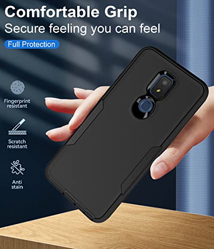 Dahkoiz Cricket Icon 3 Case, At&t Motivate 2, Cricket Splendor Phone Case with Screen Protector, Dust-Proof Port Cover, Magnetic Car Mount Support, Full Body Silicone Rubber Protection, Black