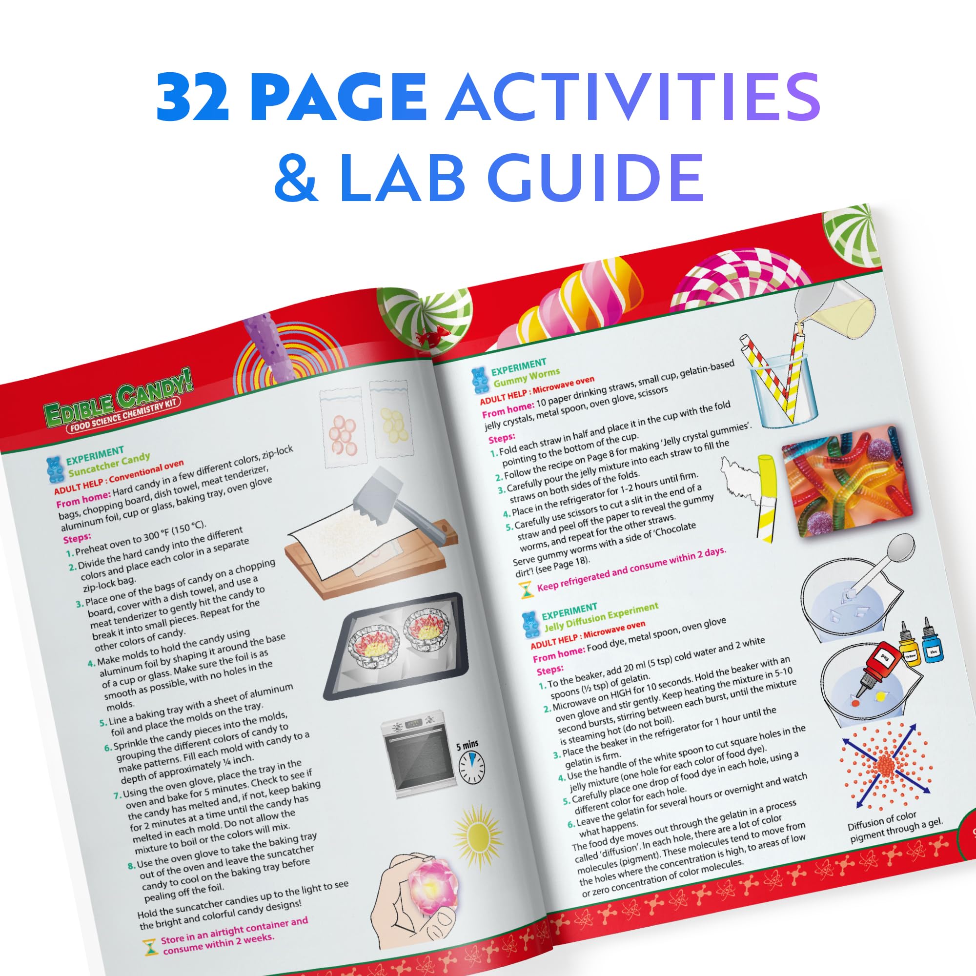 Playz Edible Exploding Candy Making Science Kit for Kids Ages 8-12 Years Old - Food Science Chemistry Kid Science Kit with 29 Experiments, Educational Science Kits for Boy & Girls