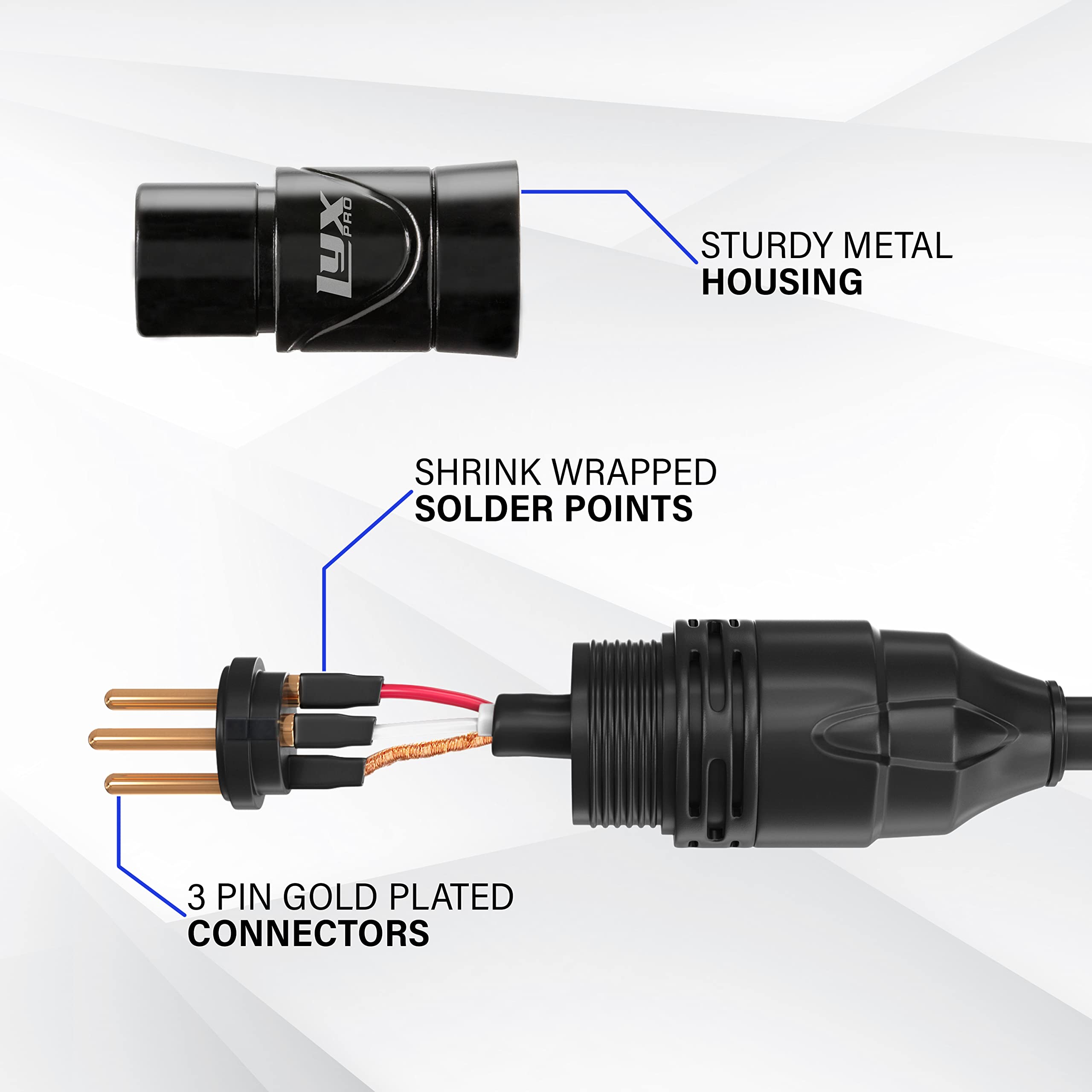 LyxPro 6 Feet Right Angle XLR Female to Male 3 Pin Mic Cord for Powered Speakers Audio Interface Professional Pro Audio Performance Camcorders DSLR Video Cameras and Recording Devices - Black