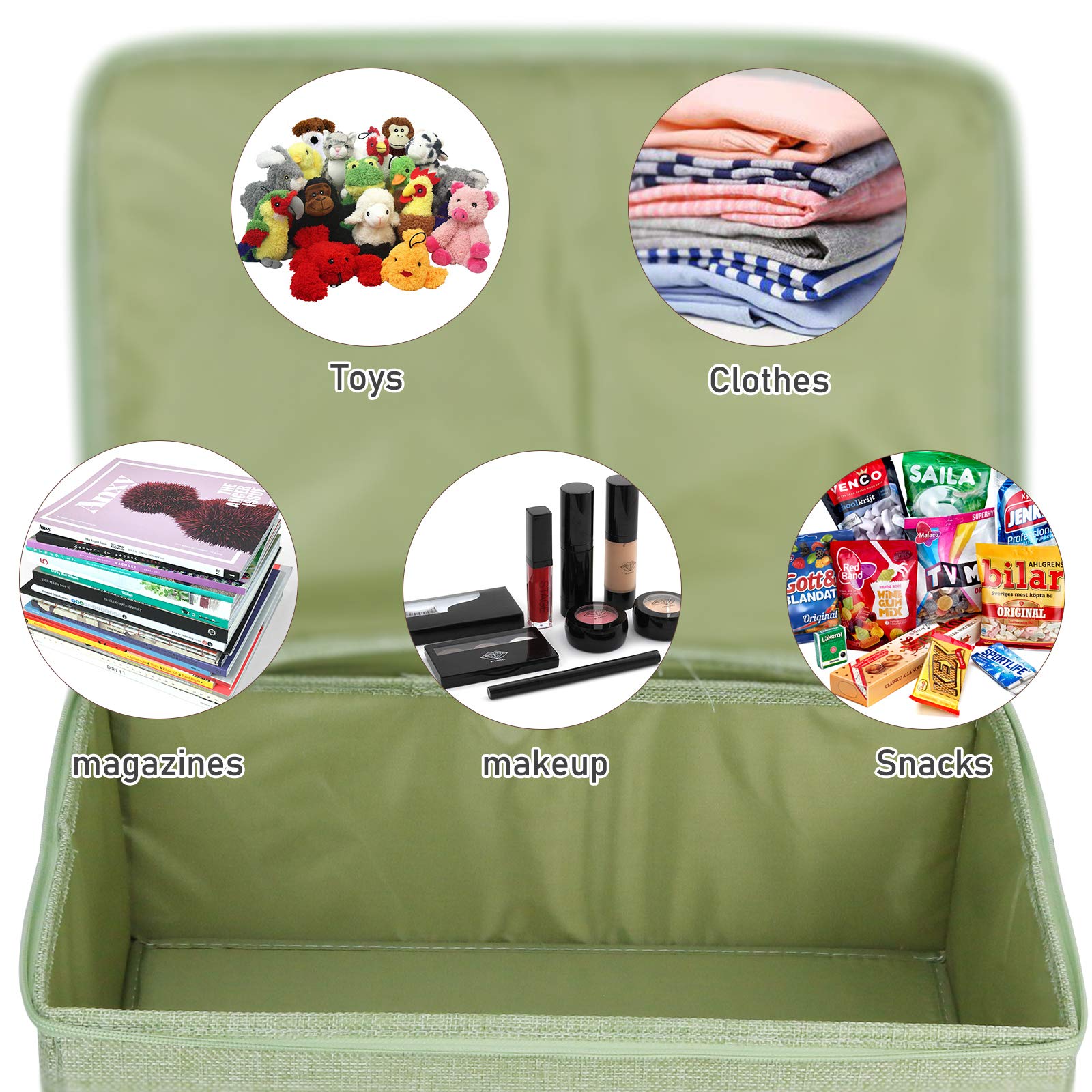 Natheeph Cube Storage Bins with Zipper Lid Foldable Storage Box with Handles Cotton Linen Closet Organizers and Storage Baskets for Clothes Toys (S)