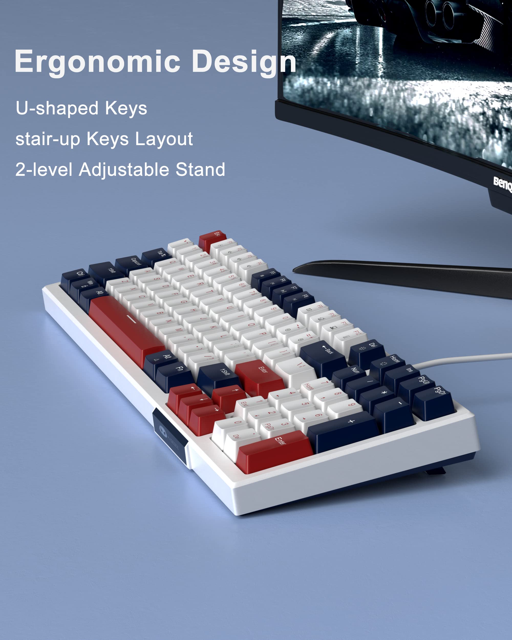 Camiysn Compact 80% Mechanical Keyboard, 98 Keys Hot-Swappable Gaming Keyboard with Number Pad, Gaming/Office Ergonomic Keyboard with Red Switches for Windows Mac PC, Grey Black