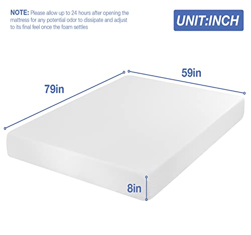 FLL Queen Mattress, 8 inch Medium Firm Feel Gel Memory Foam Mattress with CertiPUR-US Certified Queen Size Mattresses for Cool Sleep & Pressure Relief (White)