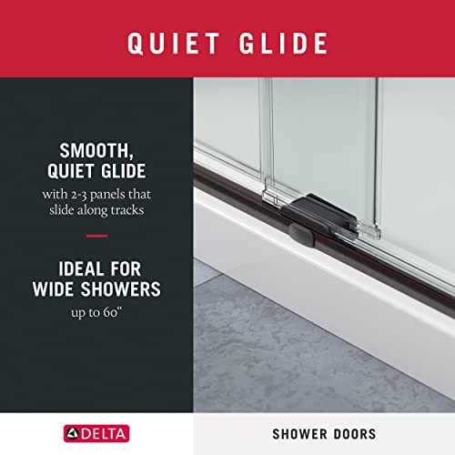 Delta Shower Doors SD3172271 Trinsic Semi-Frameless Traditional Sliding Shower Door 60in.x70in, Chrome Track