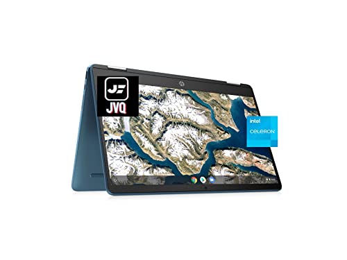 HP Newest X360 2-in-1 Chromebook 14" HD Touchscreen Laptop, Intel Celeron N4000(Up to 2.8GHz), 4GB DDR4 RAM, 128GB Space(64GB eMMC+64GB Card), WiFi, Webcam, USB Type-C, Chrome OS, Forest Teal JVQ MP