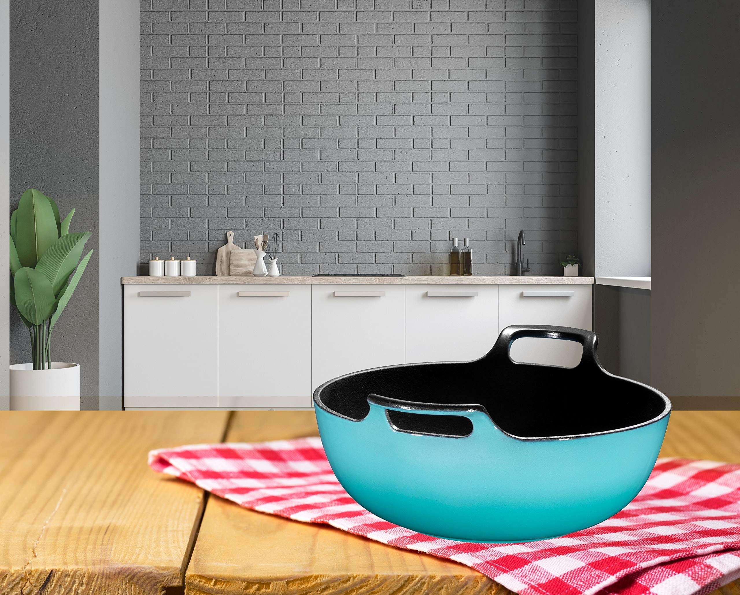 Bruntmor 3 Qt Pre-seasoned Cast Iron Balti Dish In Black, 3 Quart Medium Cast Iron Casserole Dish, Nonstick Handi Cast Iron Kadai Indian, Asian Wok, Pioneer Women Dutch Oven