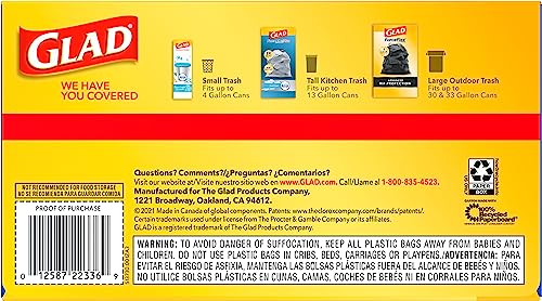 Glad Recycling Tall Drawstring Kitchen Trash Bags, Blue, 13 Gallon, 45 Count, Pack May Vary