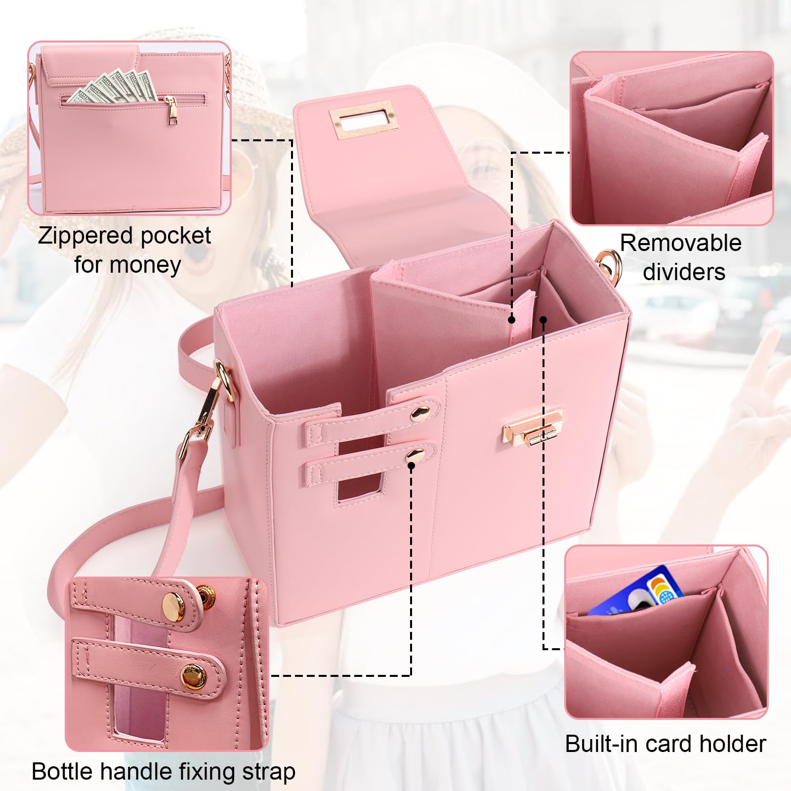 BABORUI Crossbody Cup Holder Bag Compatible with Stanley/Owala/Hydro Flask/YETI/Coffee Cups and Other Most Water Bottles