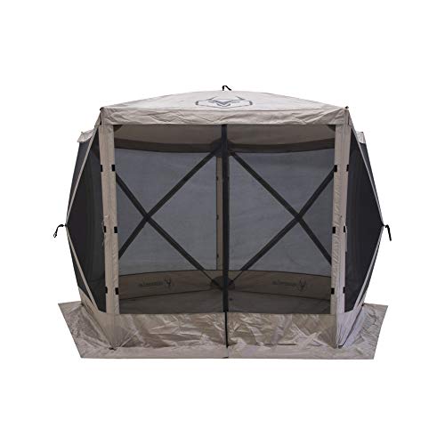 Gazelle Tentsā¢, G5 5-Sided Portable Gazebo, Easy Pop-Up Hub Screen Tent, Waterproof, UV Resistant, 4-Person & Table, Desert Sand, 85" x 115" x 106", GK907, Includes Free 3 Pack of Wind Panels