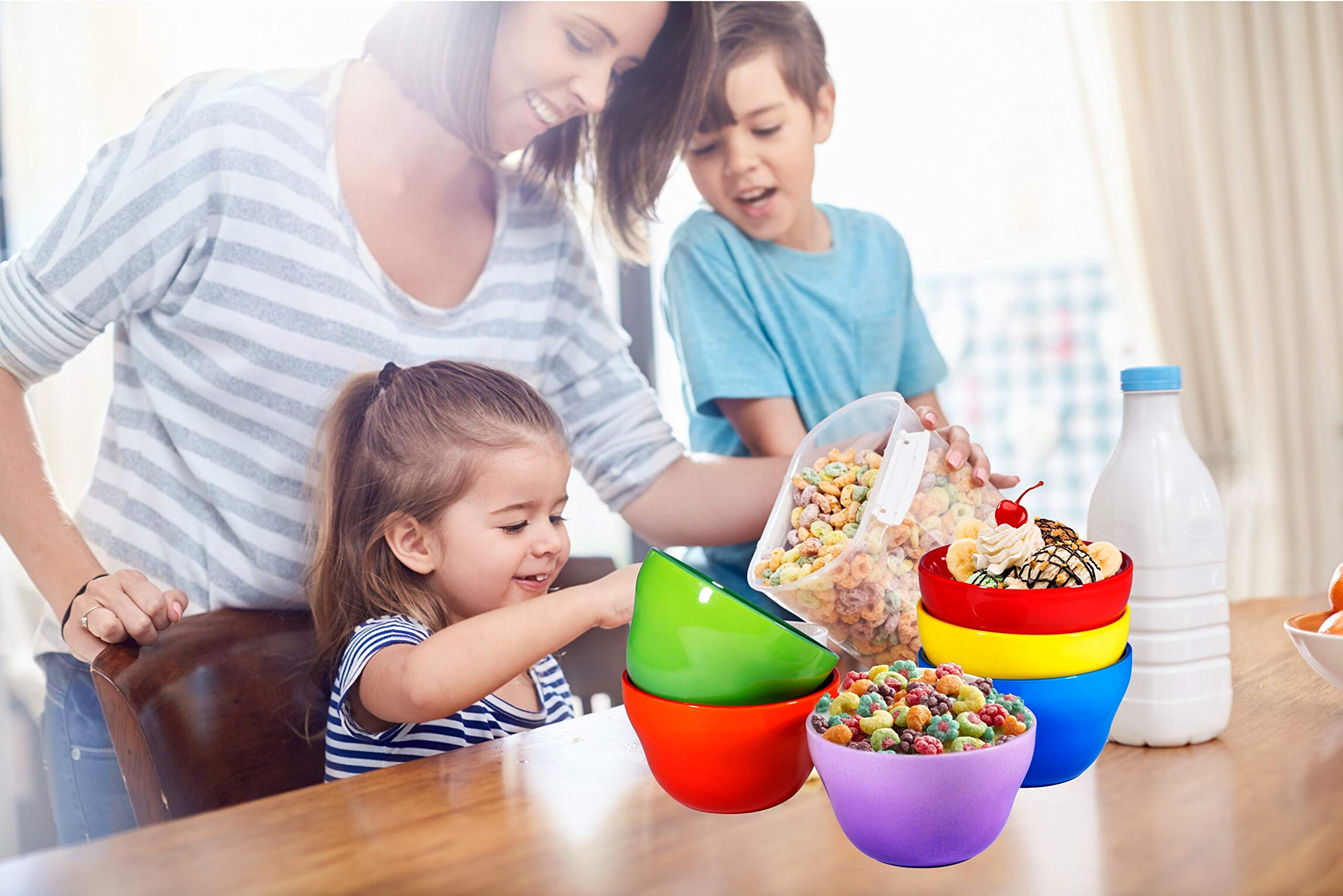 Bruntmor 8 oz Porcelain Bowls Set of 6 - for Ice Cream, Dessert, Soup, Small Side Dishes, Salad, Cereal, Rice - Microwave, Dishwasher and Oven Safe - Gradient Colors