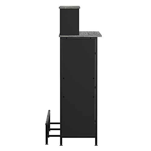 GDLF Home Bar Unit Mini Bar Liquor Bar Table with Storage and Footrest for Home Kitchen Pub (Grey)