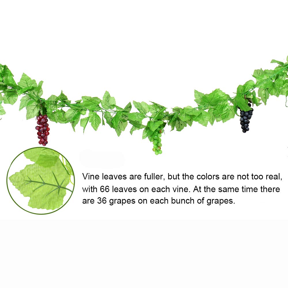 HUIANER Fake Grapes 3 Bunches of Simulation Grape Fruit Artificial Grape Vines Lifelike Leaves for Wedding Home Indoor Outdoors Party Garden Wall Decoration