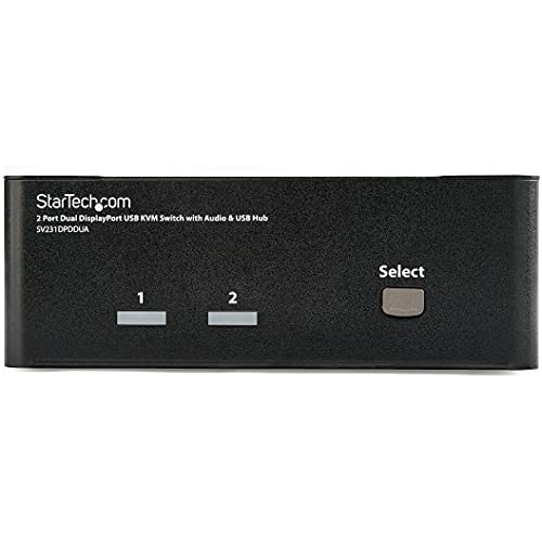 StarTech.com Dual Monitor DisplayPort KVM Switch - 2 Port - USB 2.0 Hub - Audio and Microphone - DP KVM Switch , TAA (SV231DPDDUA)
